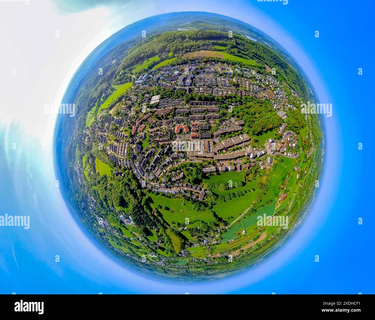 Aerial view, residential area Schraberg, local view district Westende ...