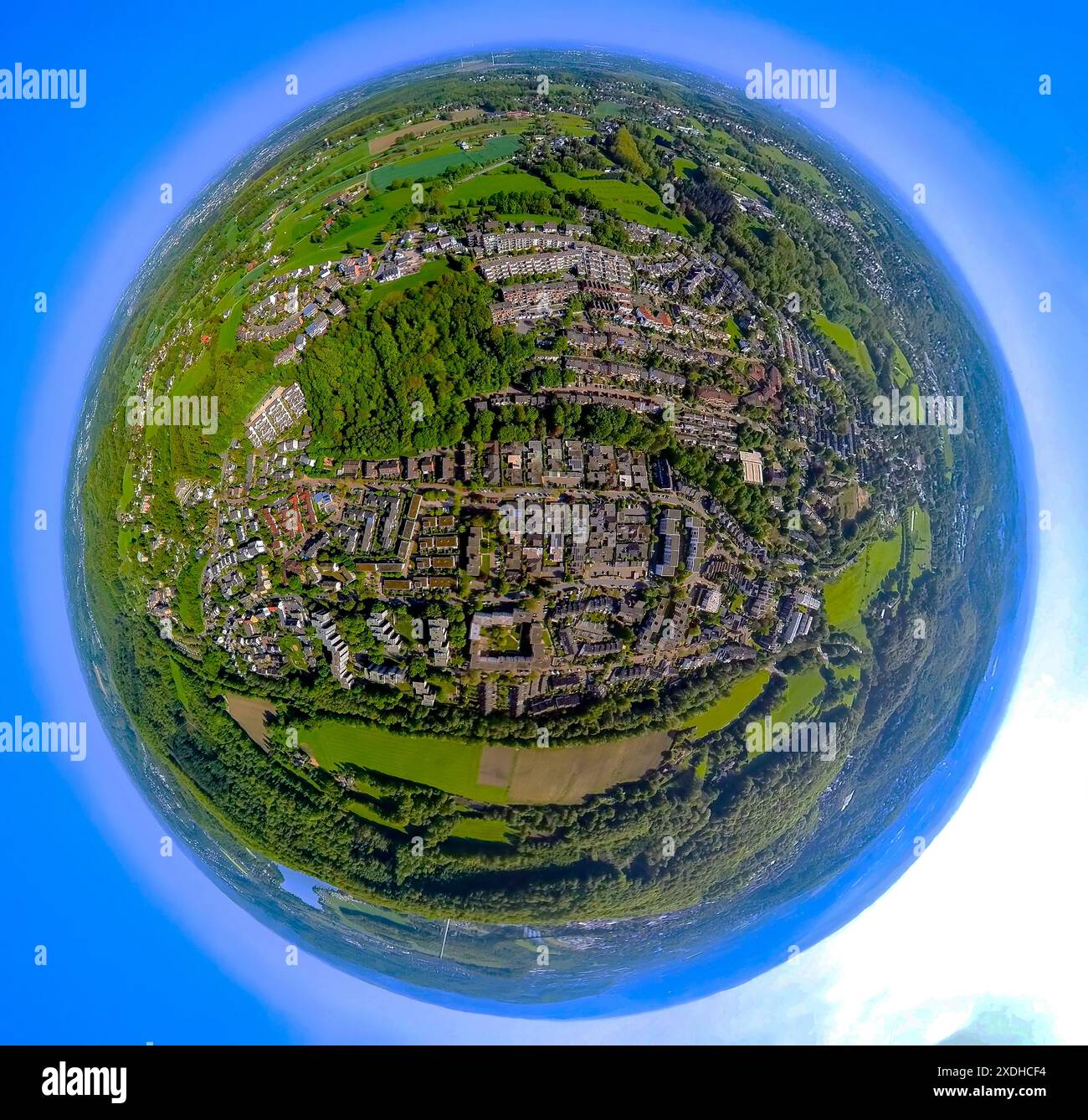 Aerial view, residential area Schraberg, local view district Westende ...