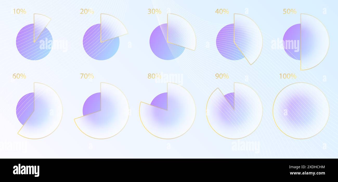Glass morphism effect. Set of transparent frosted acrylic chart ...
