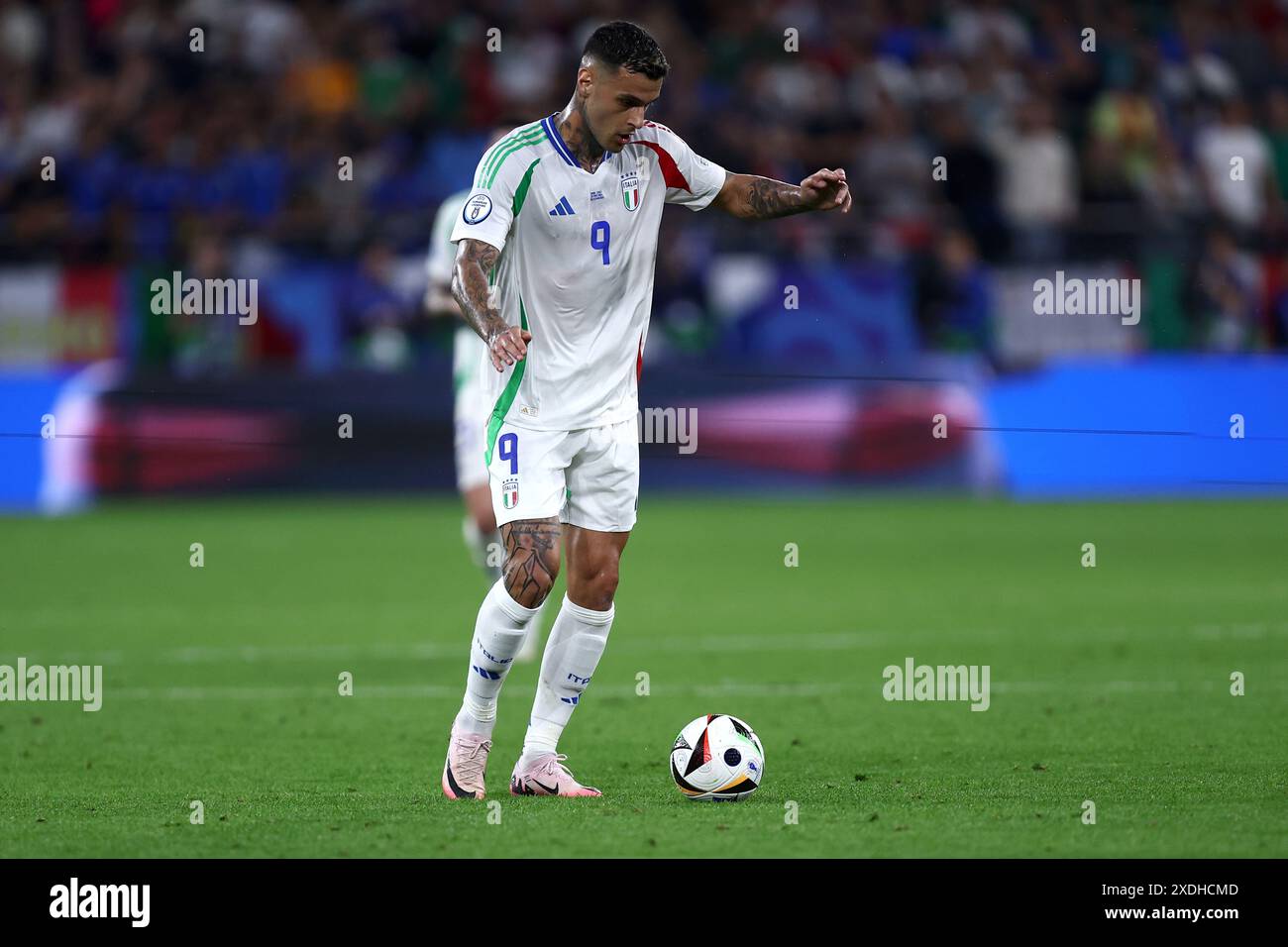 Gianluca Scamacca of Italy in action during the Uefa Euro 2024 Group B ...