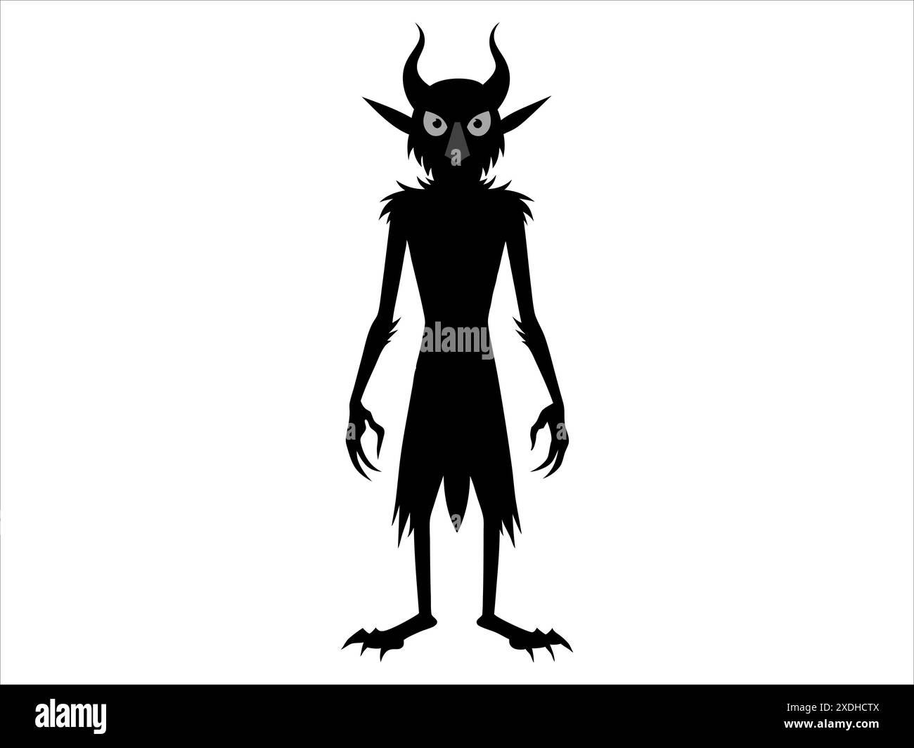 Black silhouette of devil isolated on a white background. Demonic ...