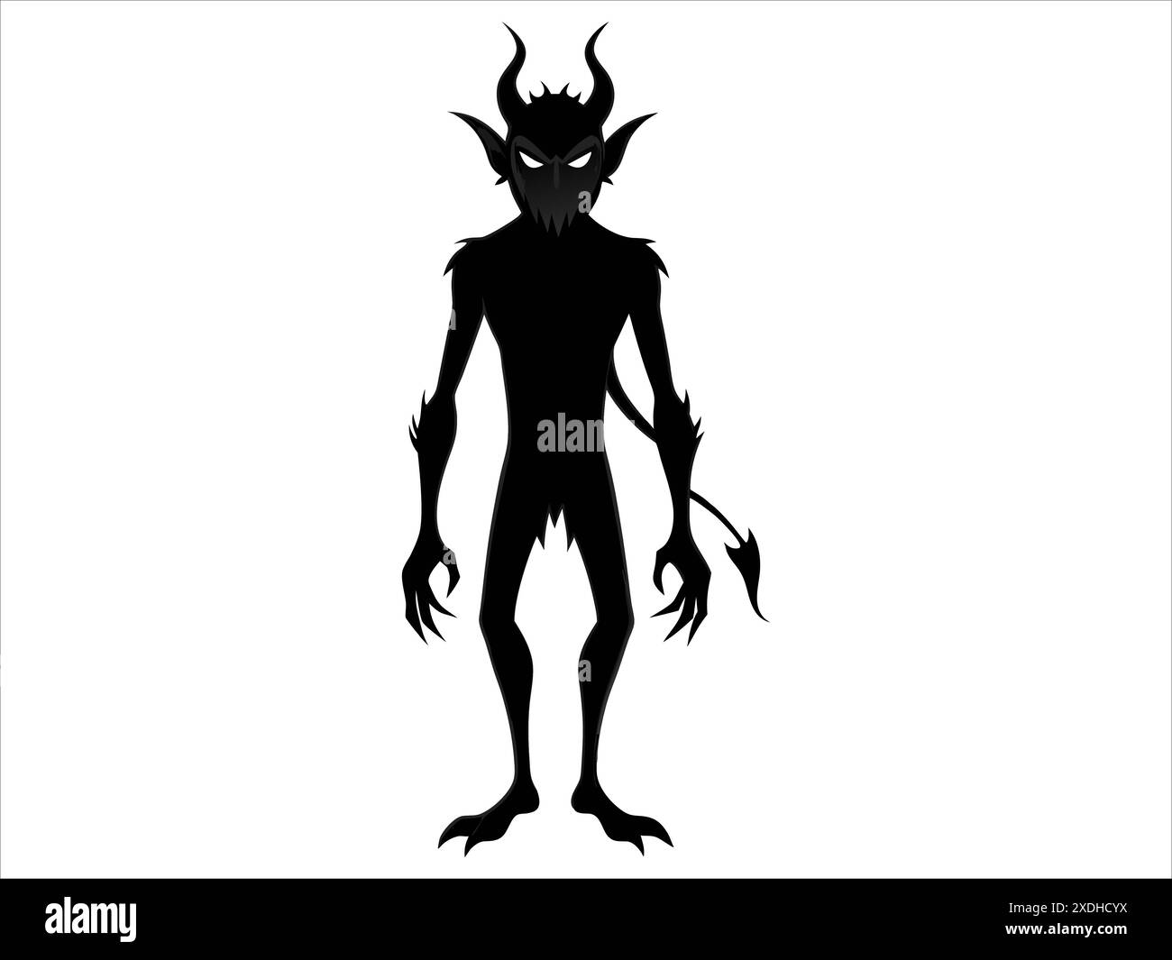 Black silhouette of devil isolated on a white background. Demonic ...