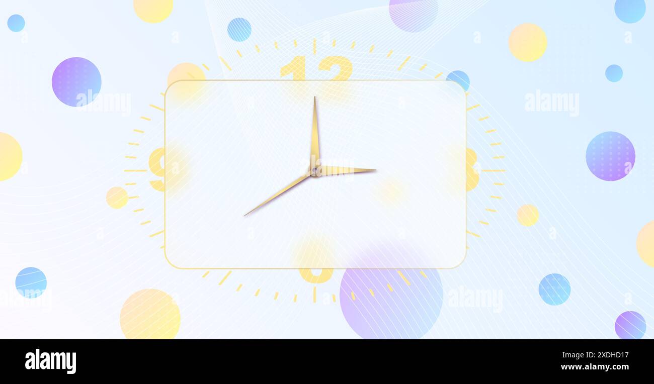 Clock glassmorphism effect. 3d style rectangle timer Gold clock face ...