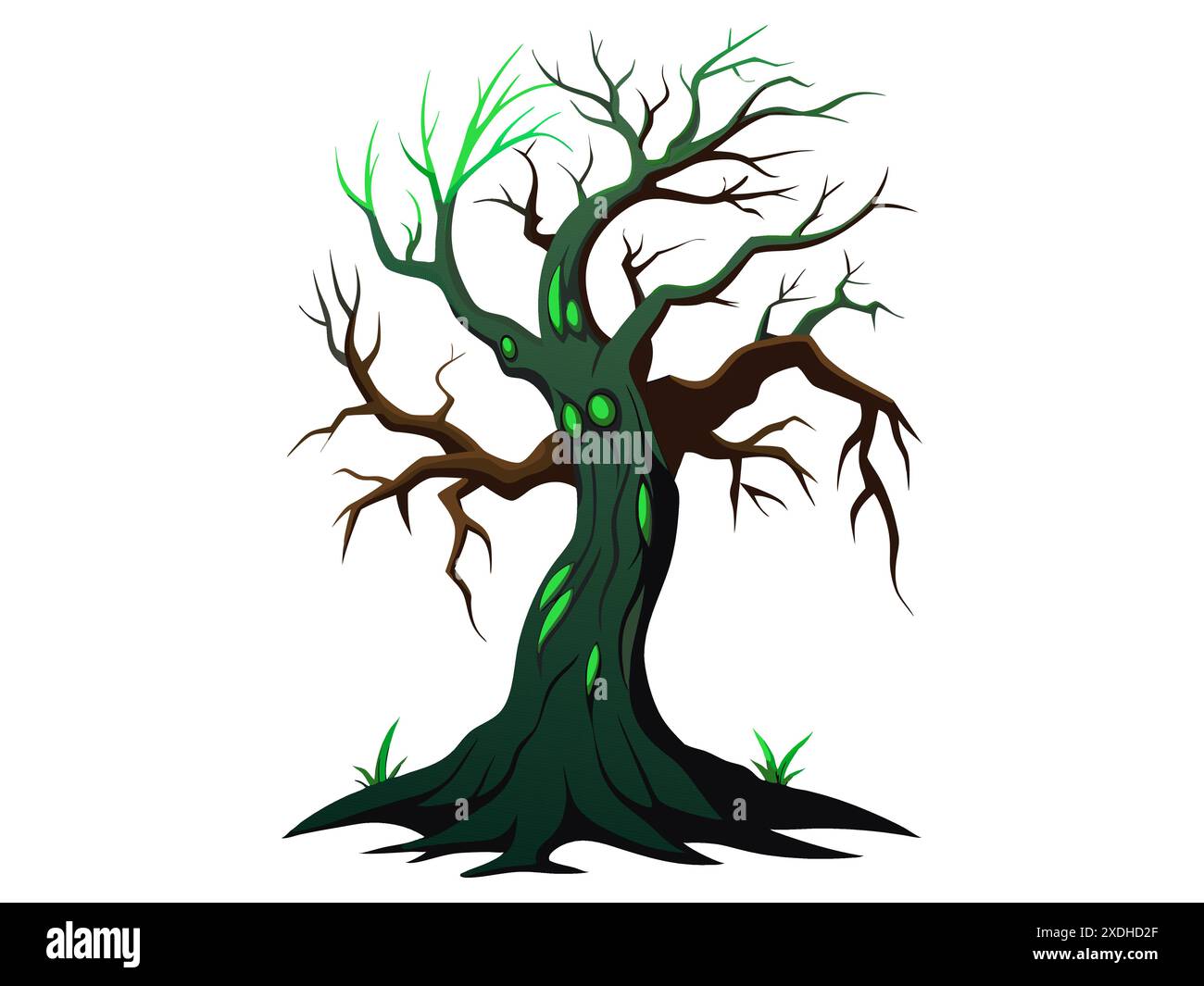 llustration of spooky haunted tree with glowing eyes and twisted ...