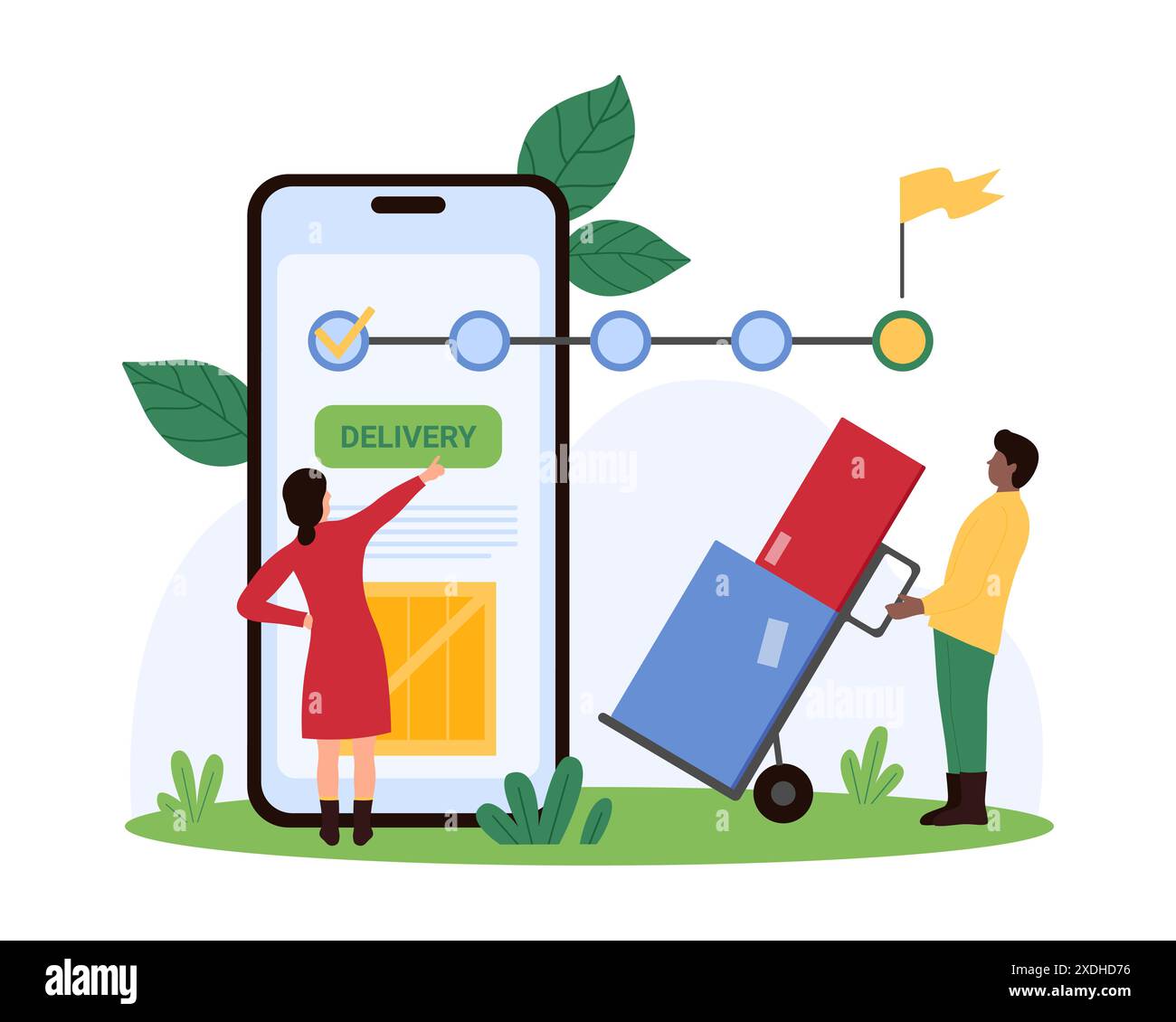 Delivery order steps, online timeline for customers in mobile app. Tiny ...