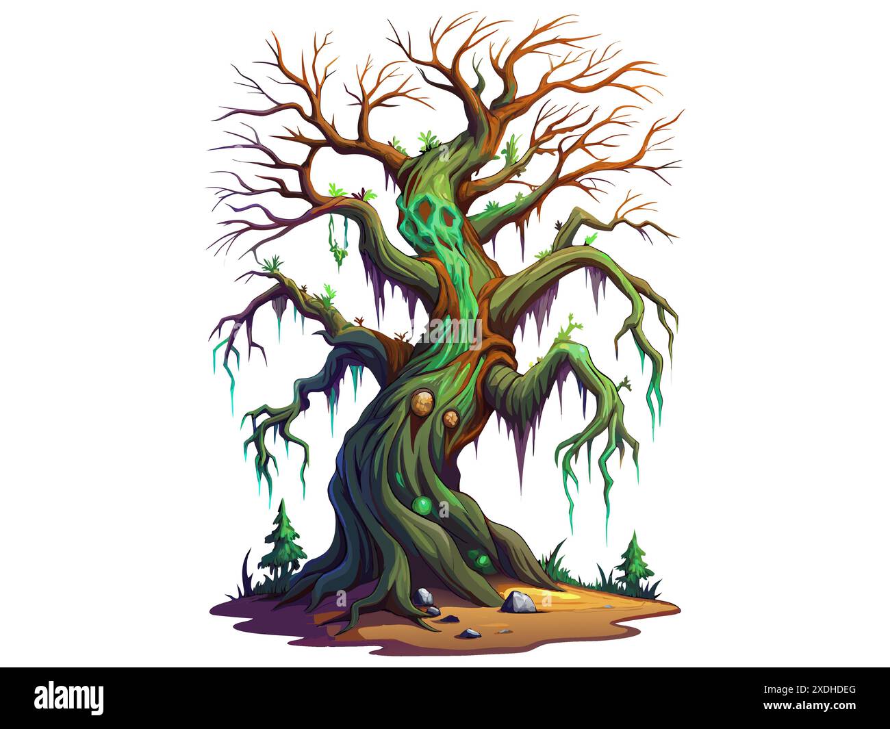 Twisted gnarled tree Stock Vector Images - Alamy