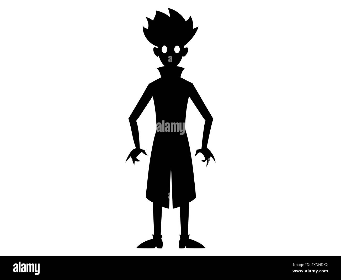 Black silhouette of eccentric mad scientist isolated on white ...
