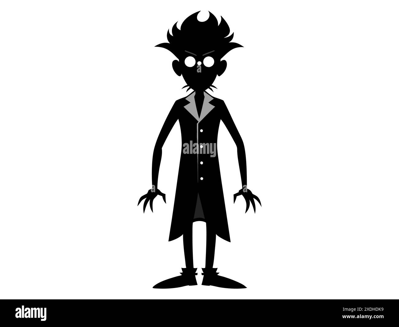 Black silhouette of eccentric mad scientist isolated on white ...