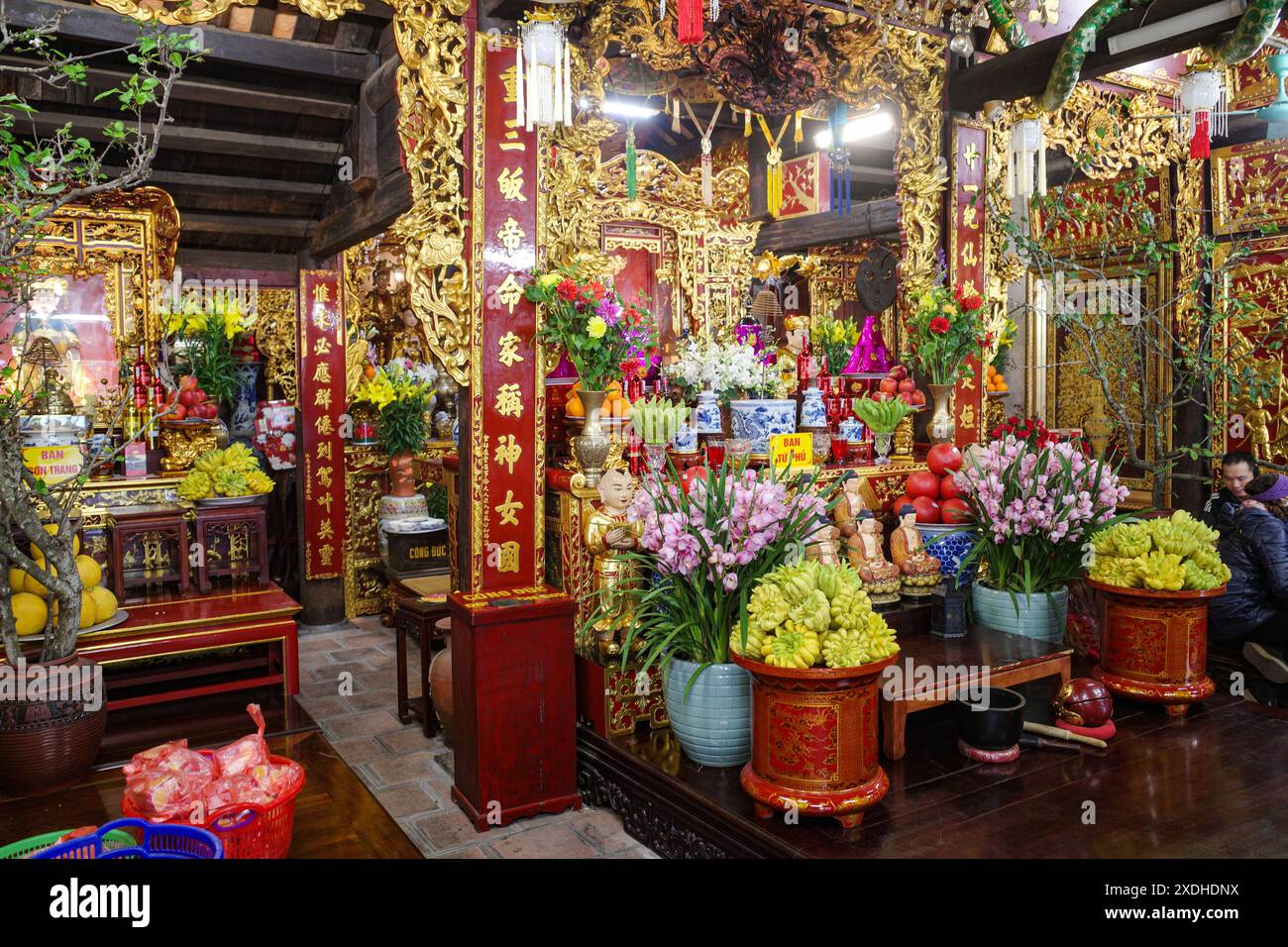 Hanoi, Vietnam - 29 Jan, 2024: Buddhist shrine at the One Pillar Pagona ...
