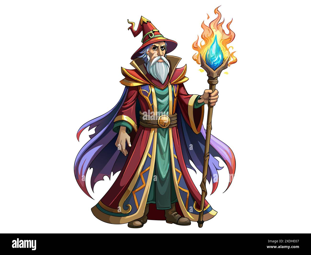 Cartoon wizard illustration isolated on a white background. Concept of ...