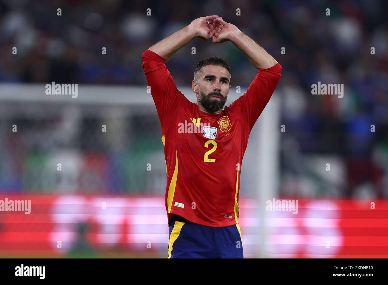 Dani Carvajal of Spain gestures during the Uefa Euro 2024 Group B match ... Dani Carvajal of Spain gestures during the Uefa Euro 2024 Group B match ...