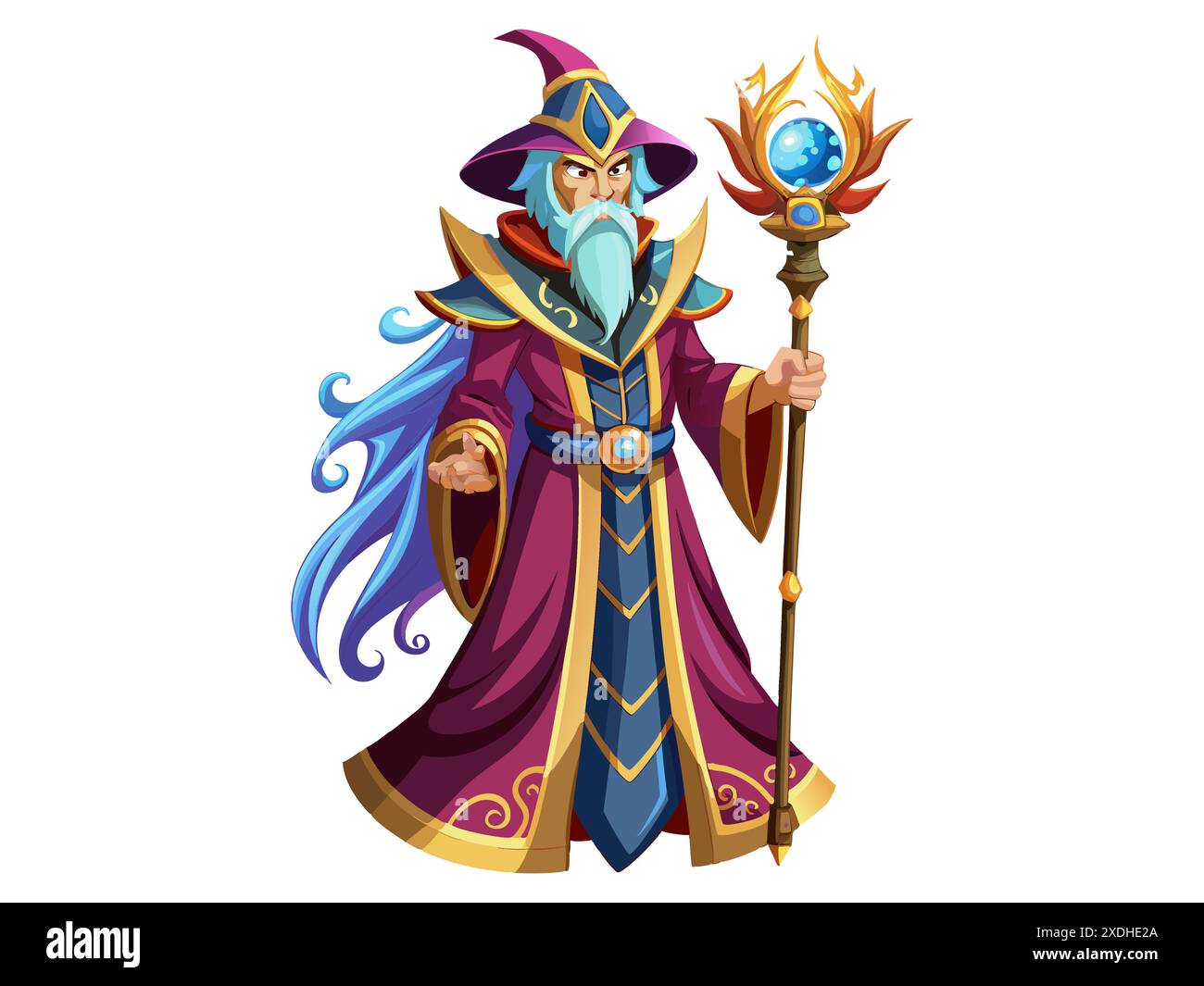 Cartoon wizard illustration isolated on a white background. Concept of ...
