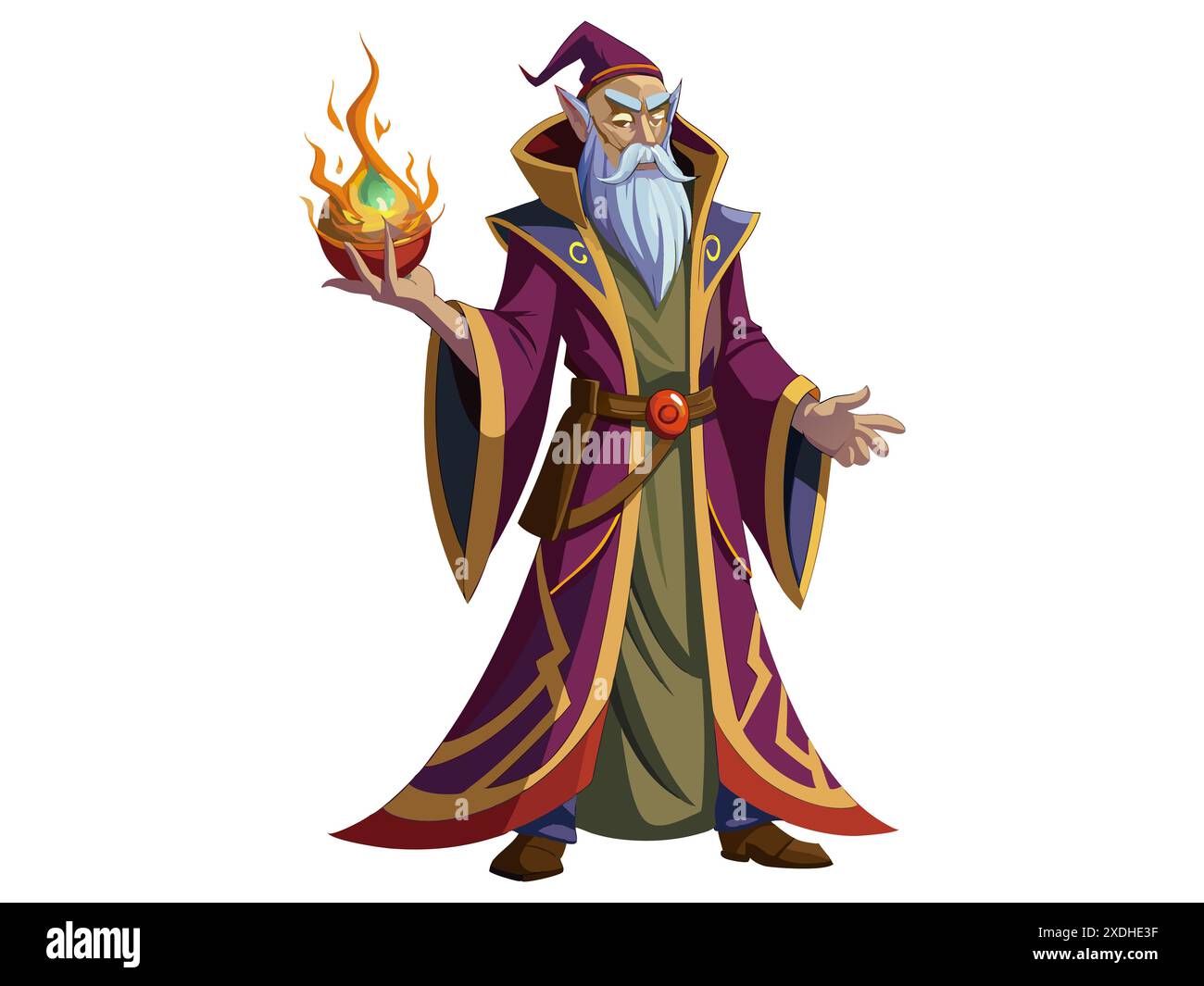 Cartoon wizard illustration isolated on a white background. Concept of ...