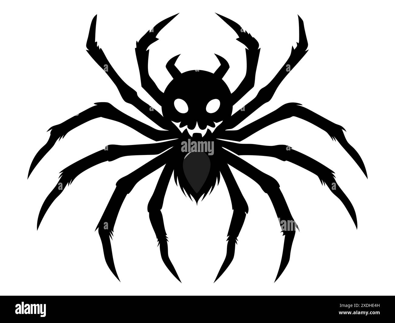 Black silhouette of a cartoon spider isolated on a white background ...