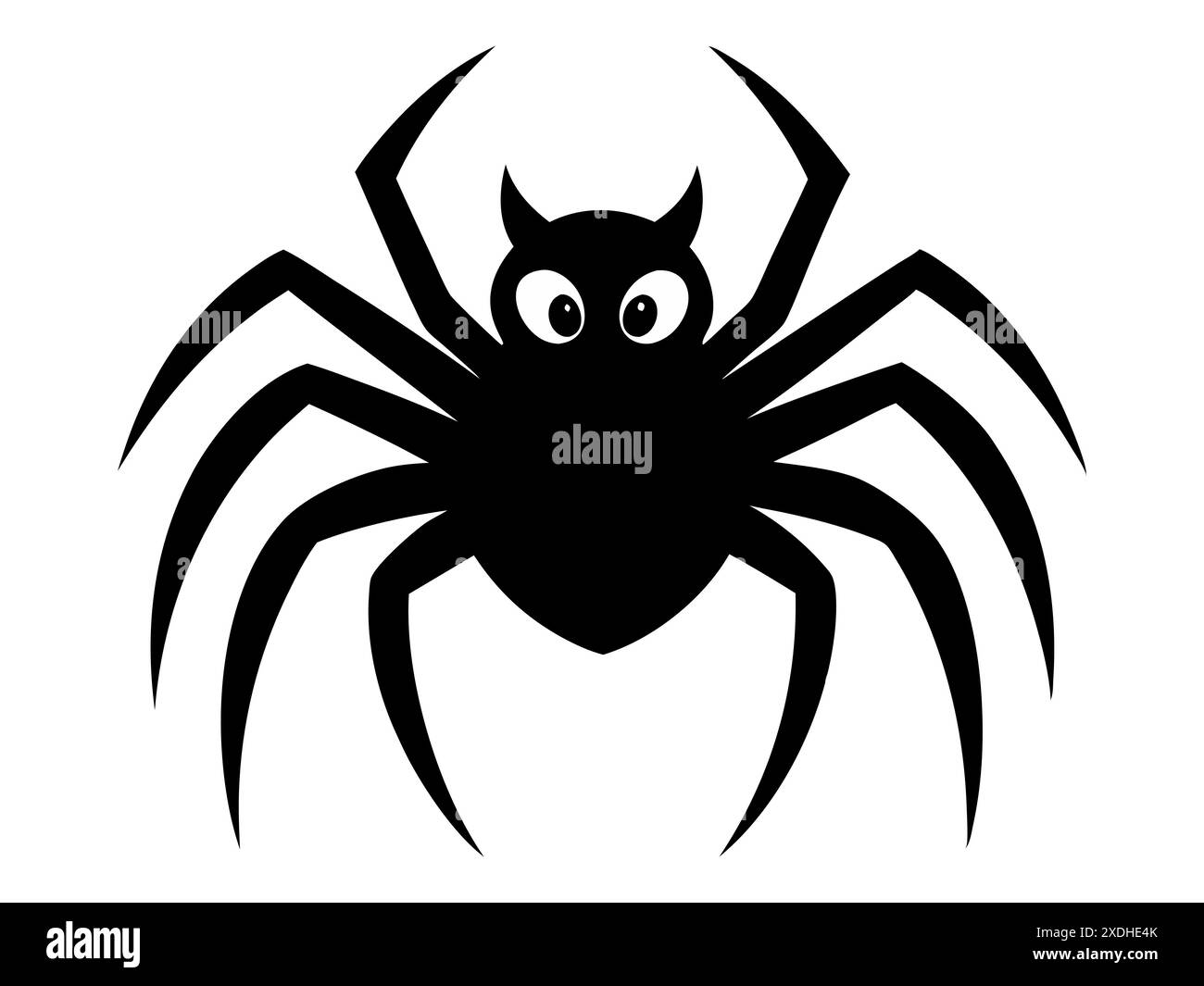 Black silhouette of a cartoon spider isolated on a white background ...