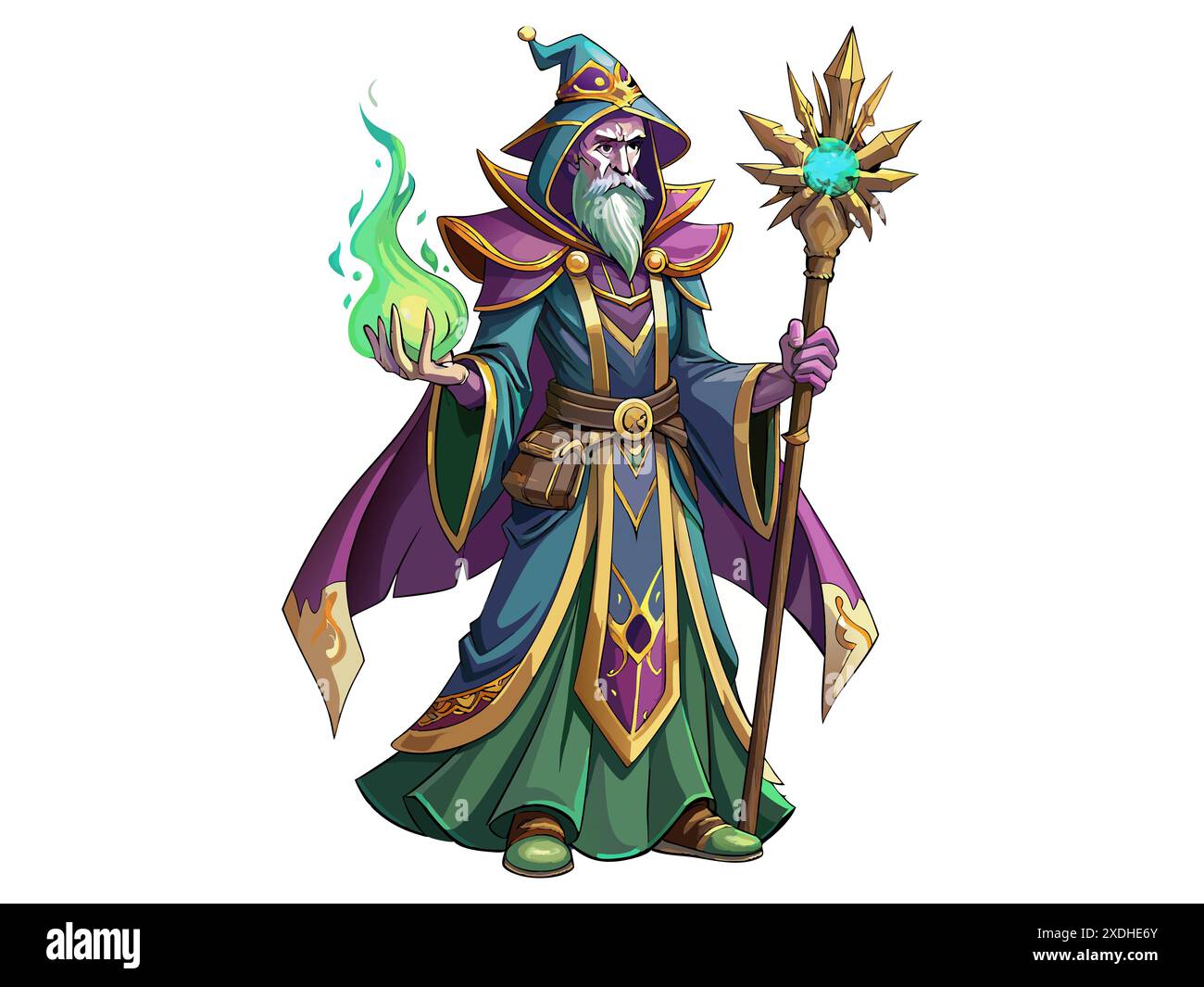 Cartoon wizard illustration isolated on a white background. Concept of ...