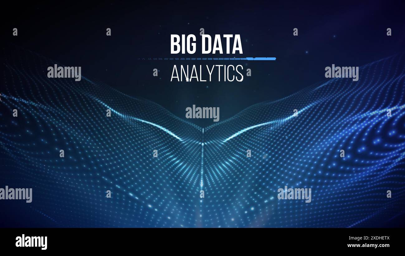 A digital illustration featuring glowing blue wireframe patterns ...