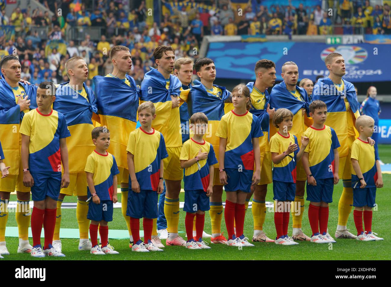 Players of Ukraine during the national anthem during UEFA Euro 2024 ...