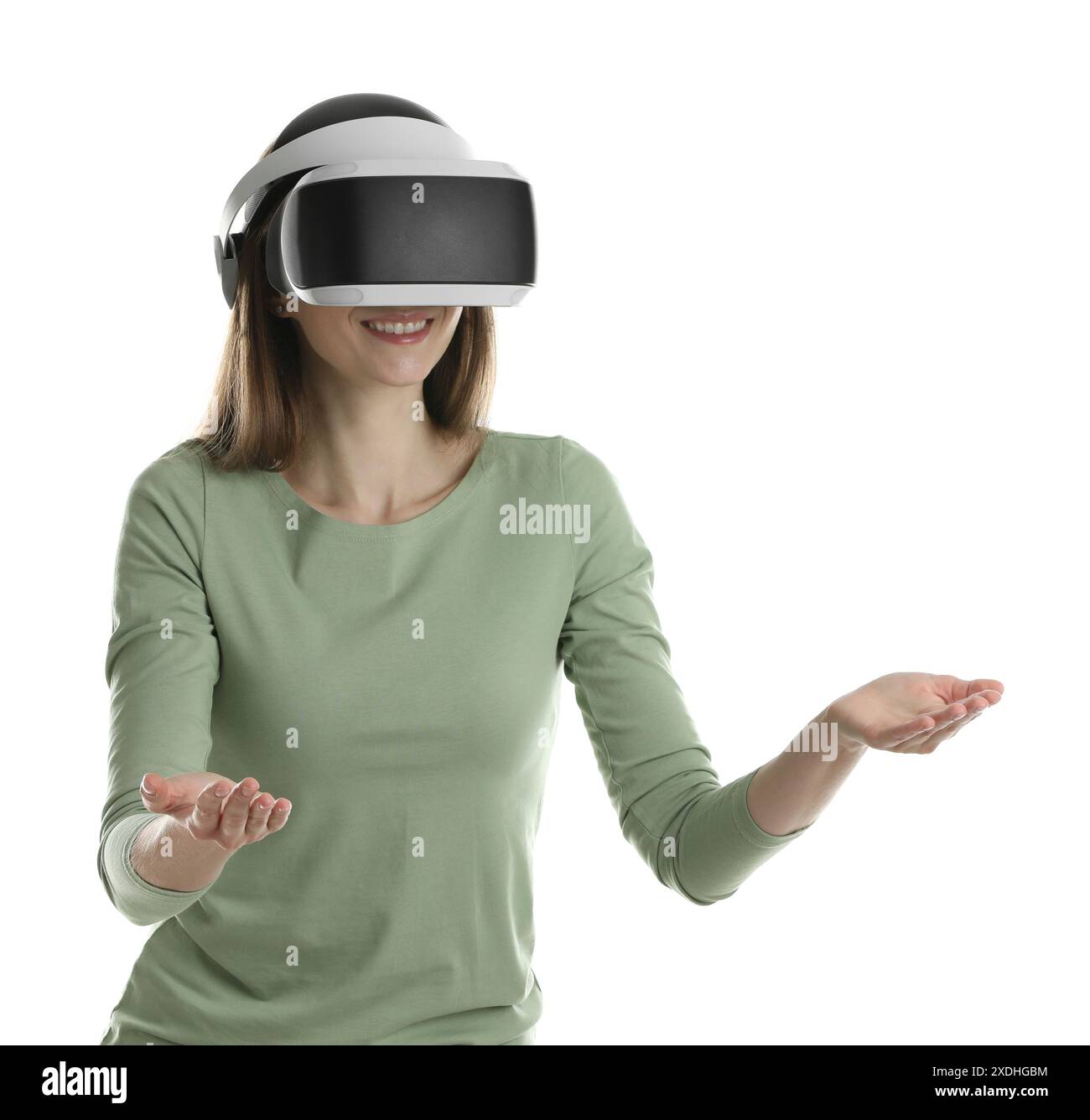 Vr woman using virtual Cut Out Stock Images & Pictures - Alamy