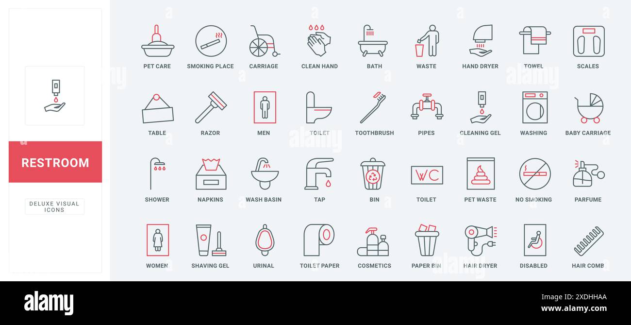 Toilet and bathroom, sanitary equipment and detergents, cosmetics line ...