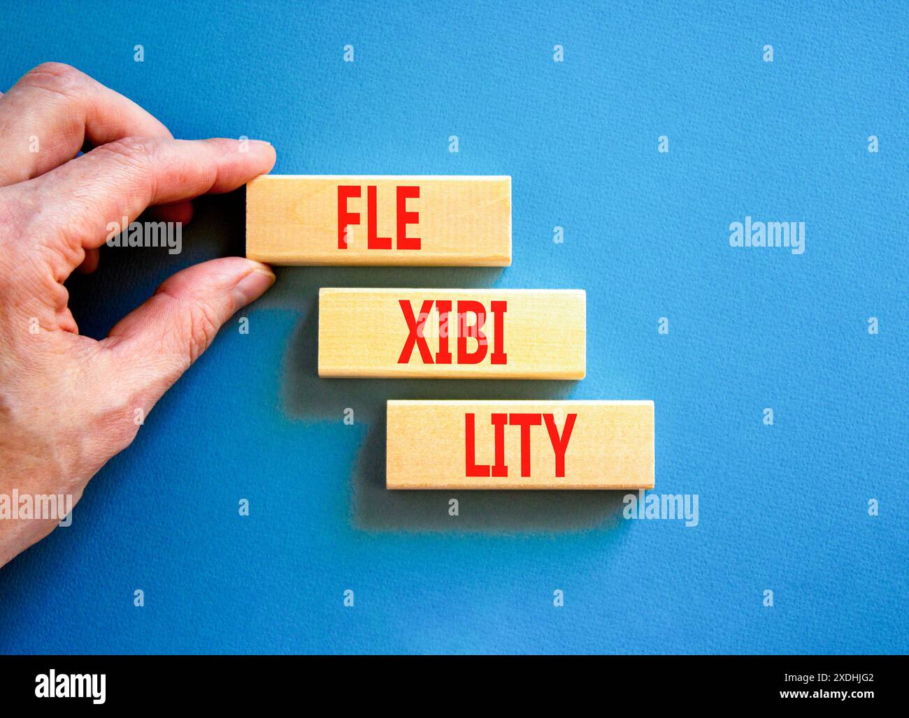 Flexibility symbol. Concept word Flexibility on beautiful wooden blocks ...