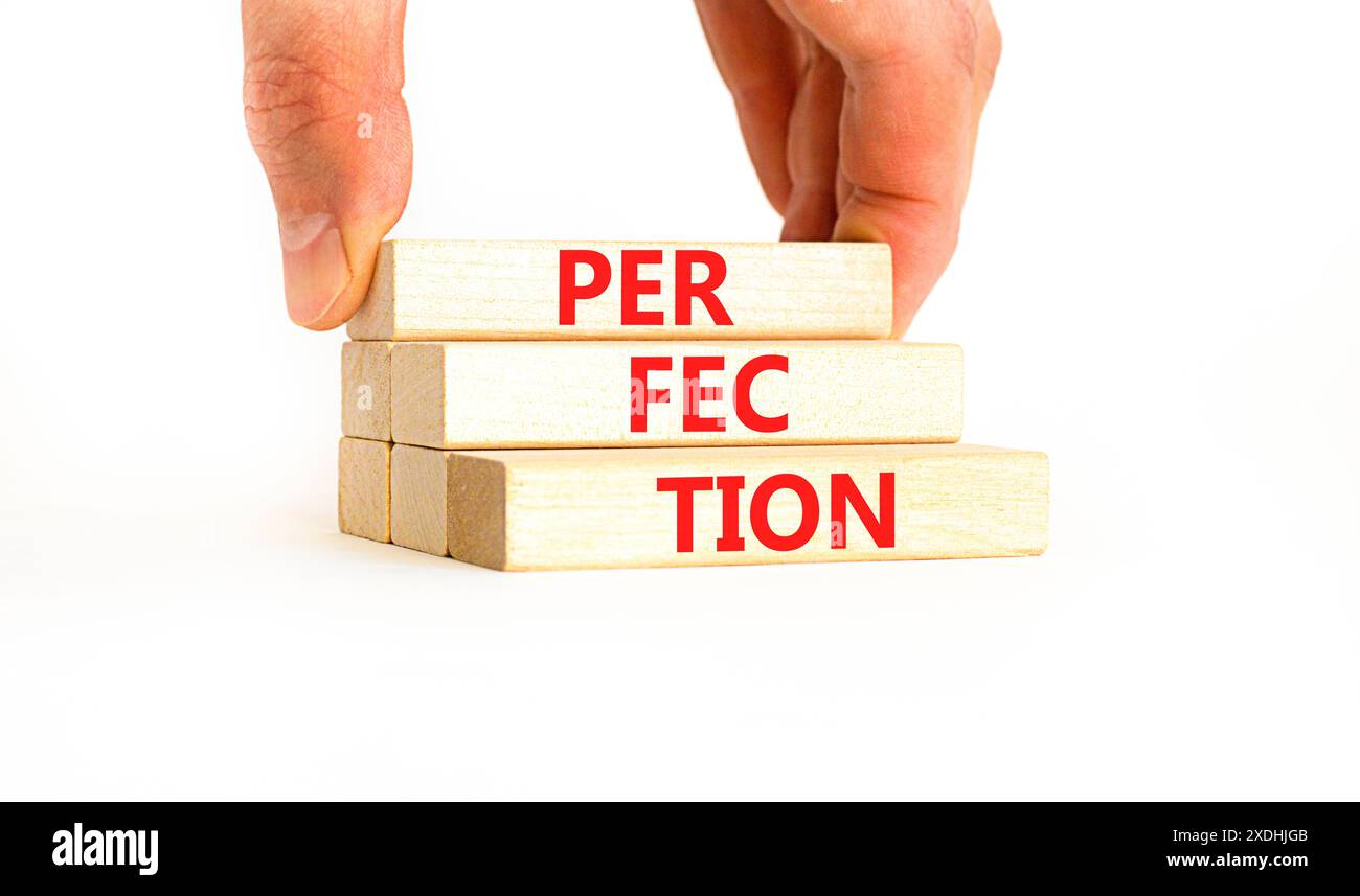 Perfection symbol. Concept word Perfection on beautiful wooden blocks ...