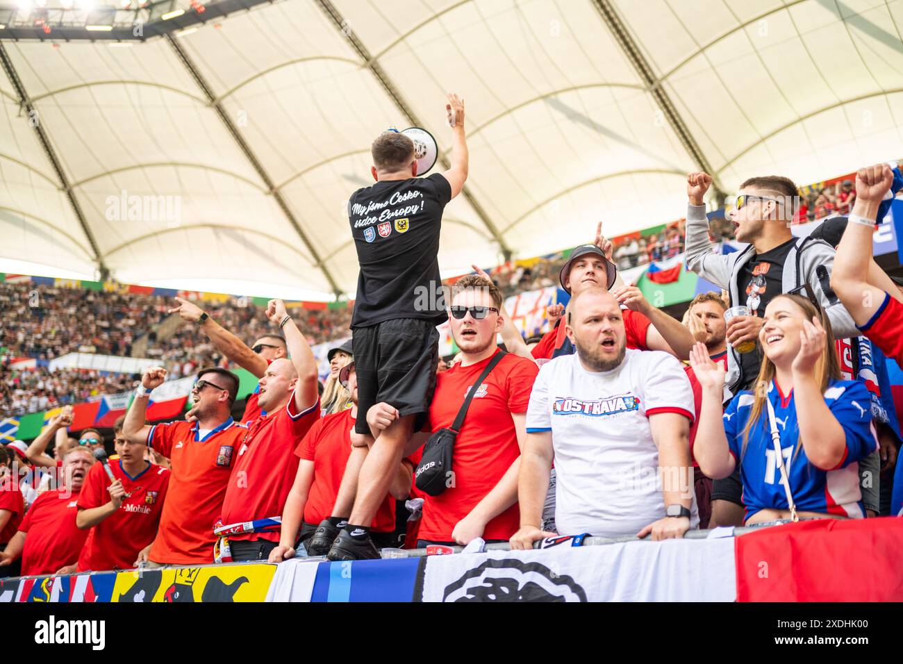 Hamburg, Germany. 22nd June, 2024. Football fans of Czechia seen on the ...