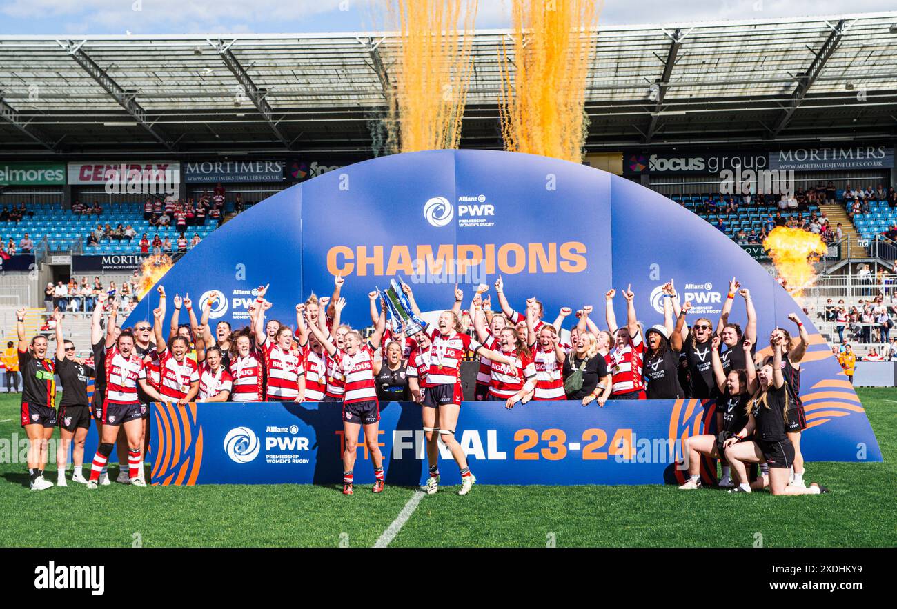 Gloucester Hartpury celebrate being crowned PWR Champions Bristol Bears ...