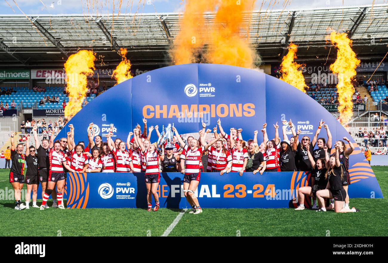Gloucester Hartpury celebrate being crowned PWR Champions Bristol Bears ...
