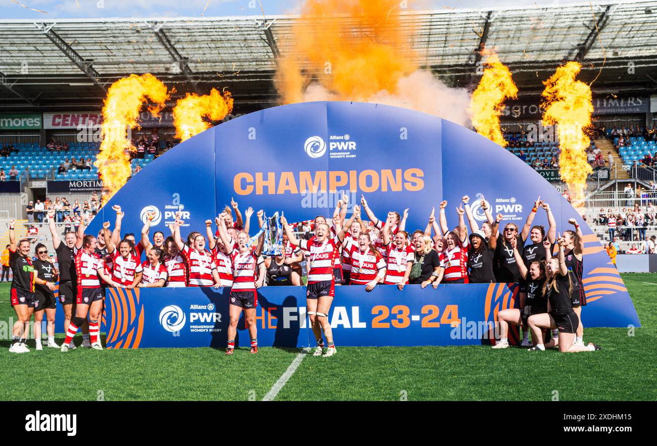 Gloucester Hartpury celebrate being crowned PWR Champions Bristol Bears ...