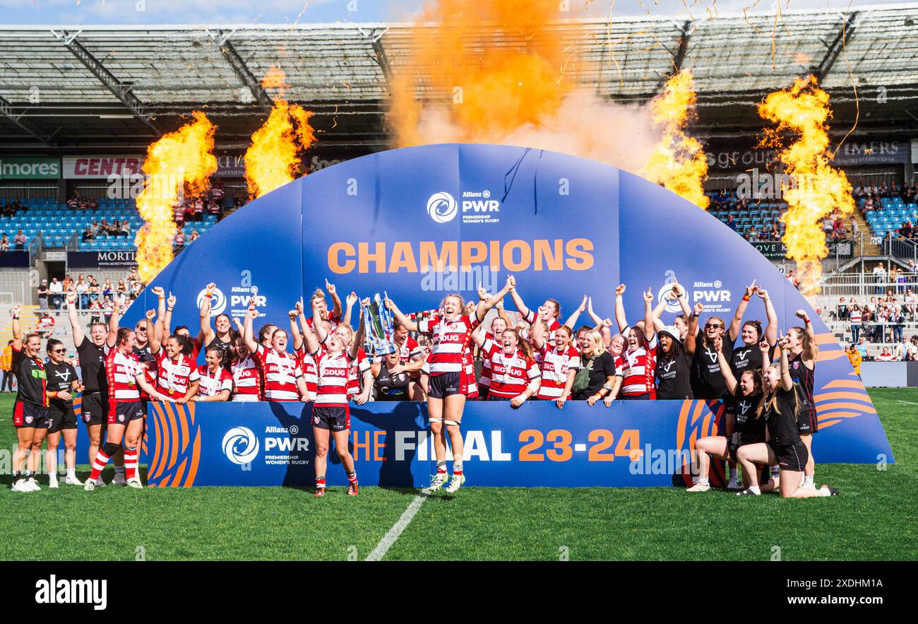 Gloucester Hartpury celebrate being crowned PWR Champions Bristol Bears ...