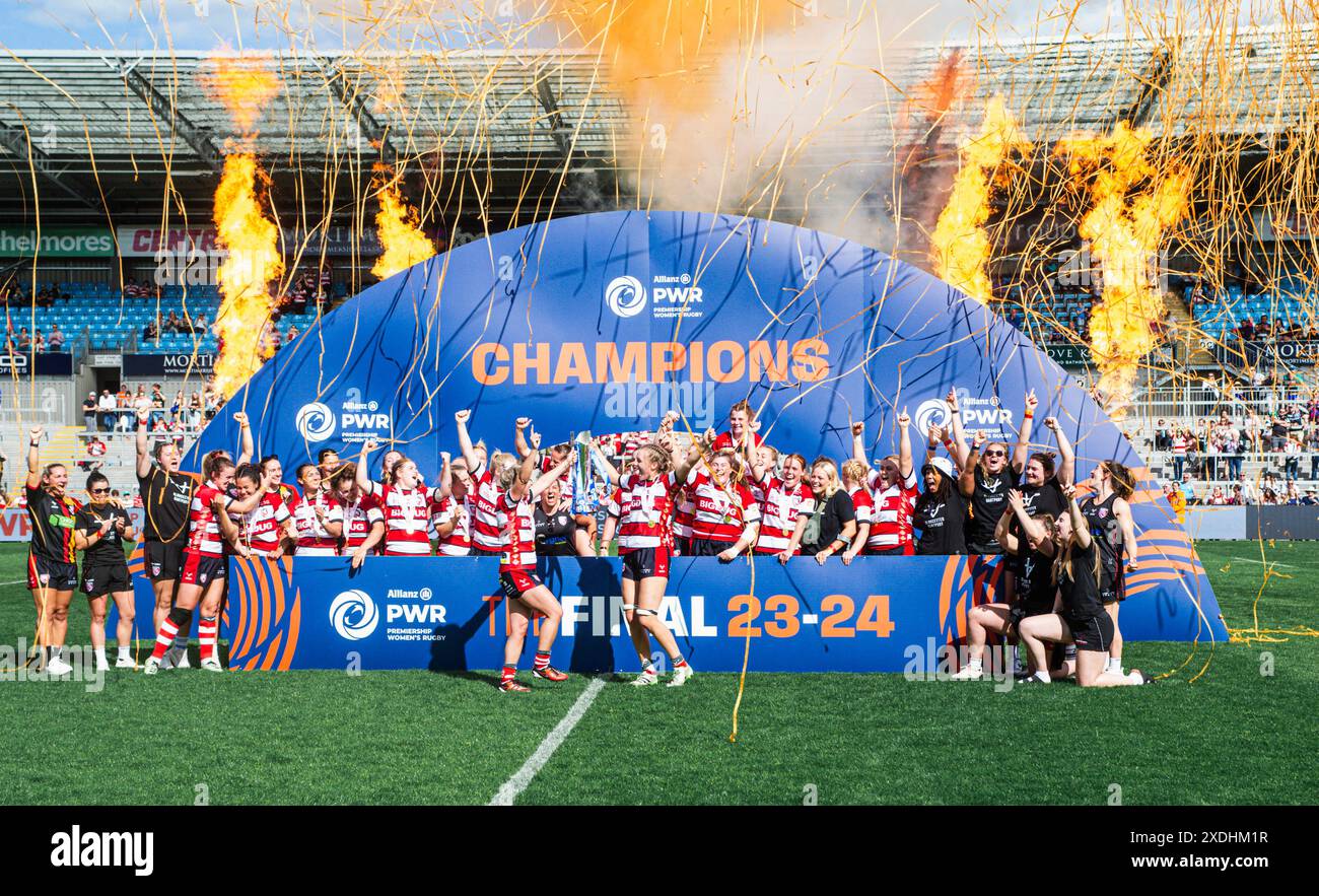 Gloucester Hartpury celebrate being crowned PWR Champions Bristol Bears ...