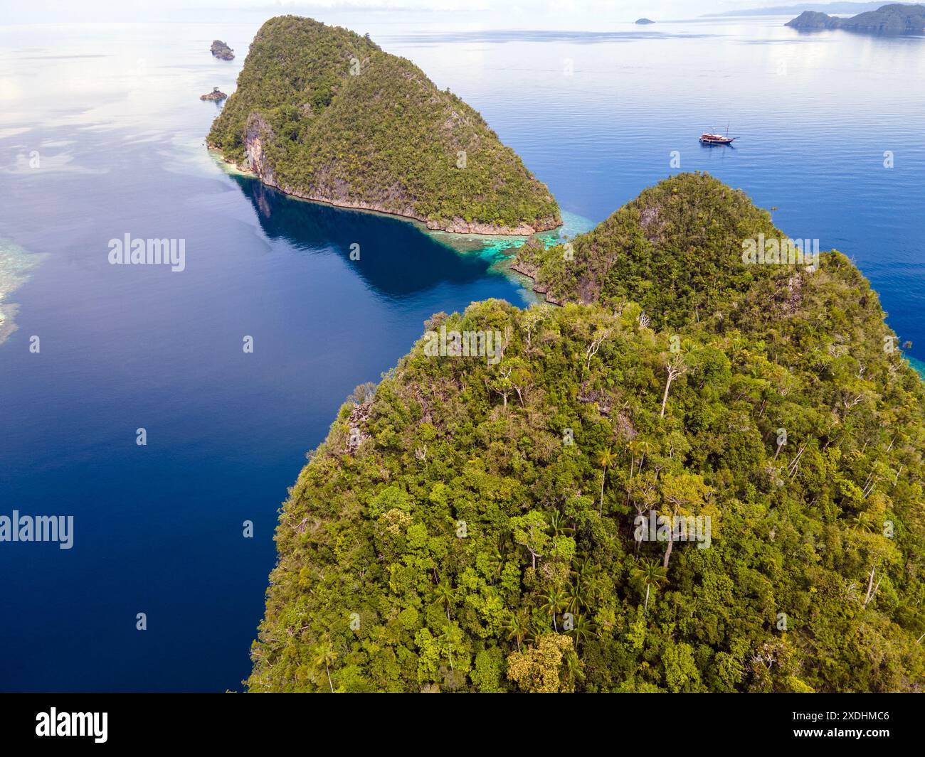 Aerial view of limestone islands around Misool Island, Raja Ampat ...