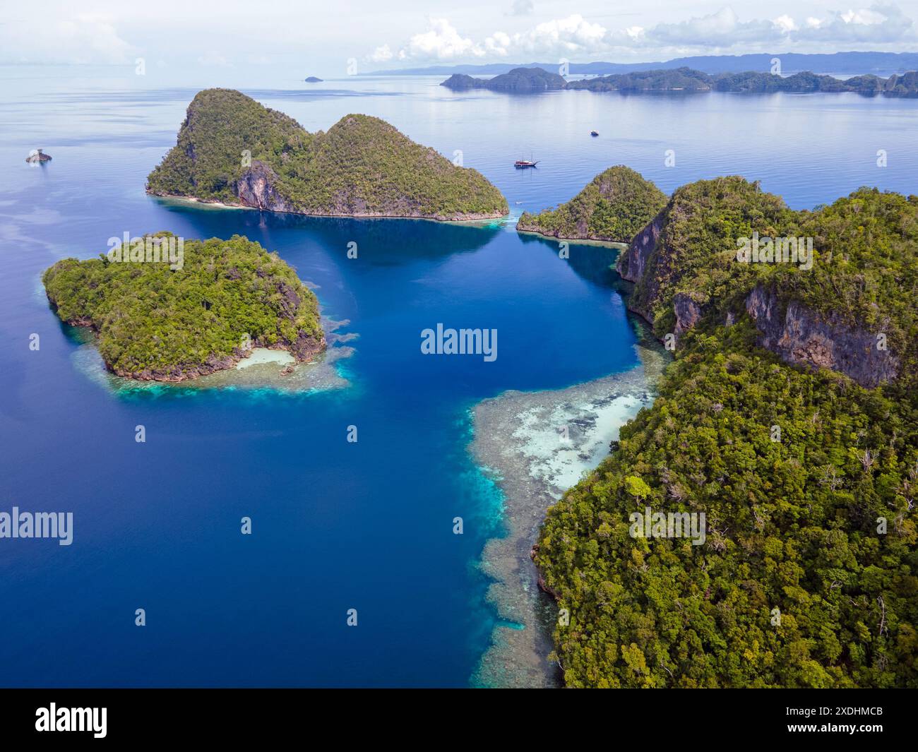 Aerial view of limestone islands around Misool Island, Raja Ampat ...