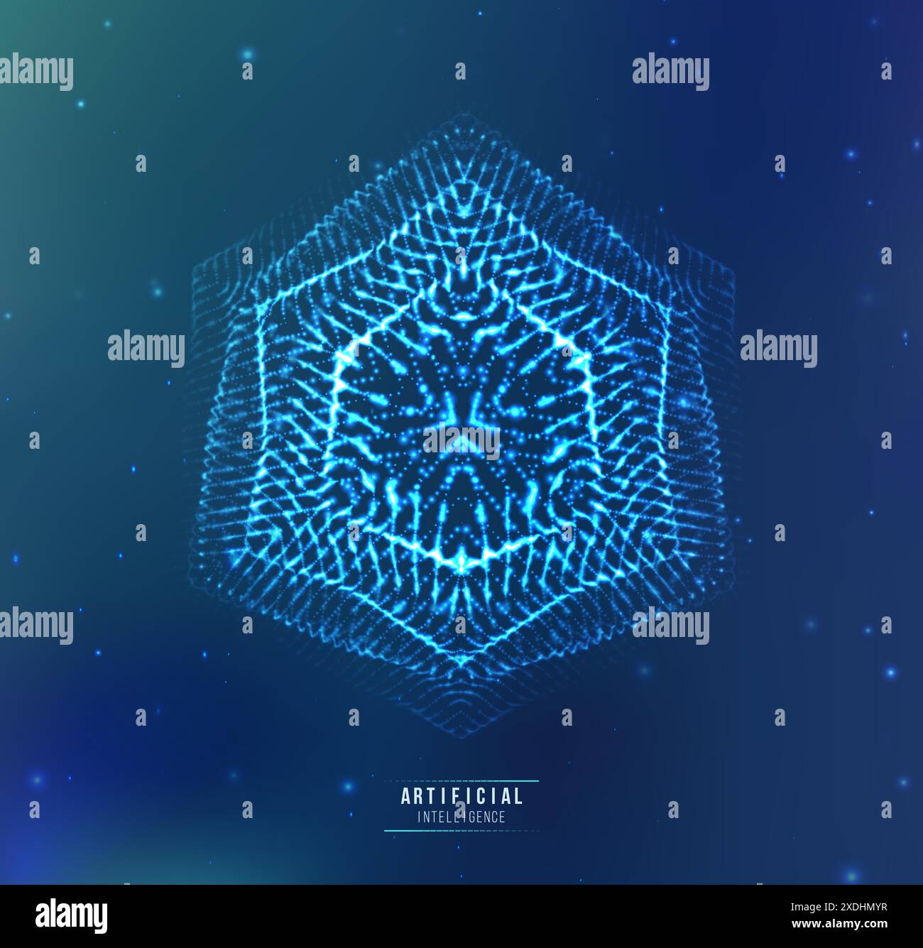 Hexagonal pattern illustrating an AI digital network with abstract and futuristic elements Stock ...