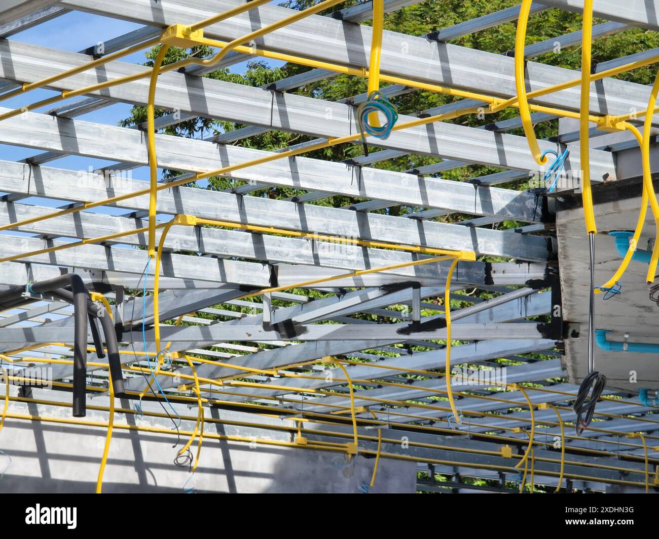 Metal engineering structure on a construction site Stock Photo - Alamy
