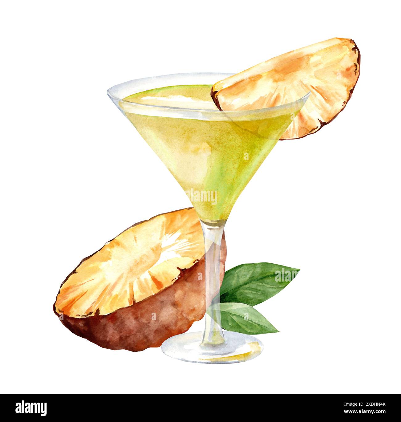 Watercolor Cocktail with martini in a glass goblet. Illustration of ...