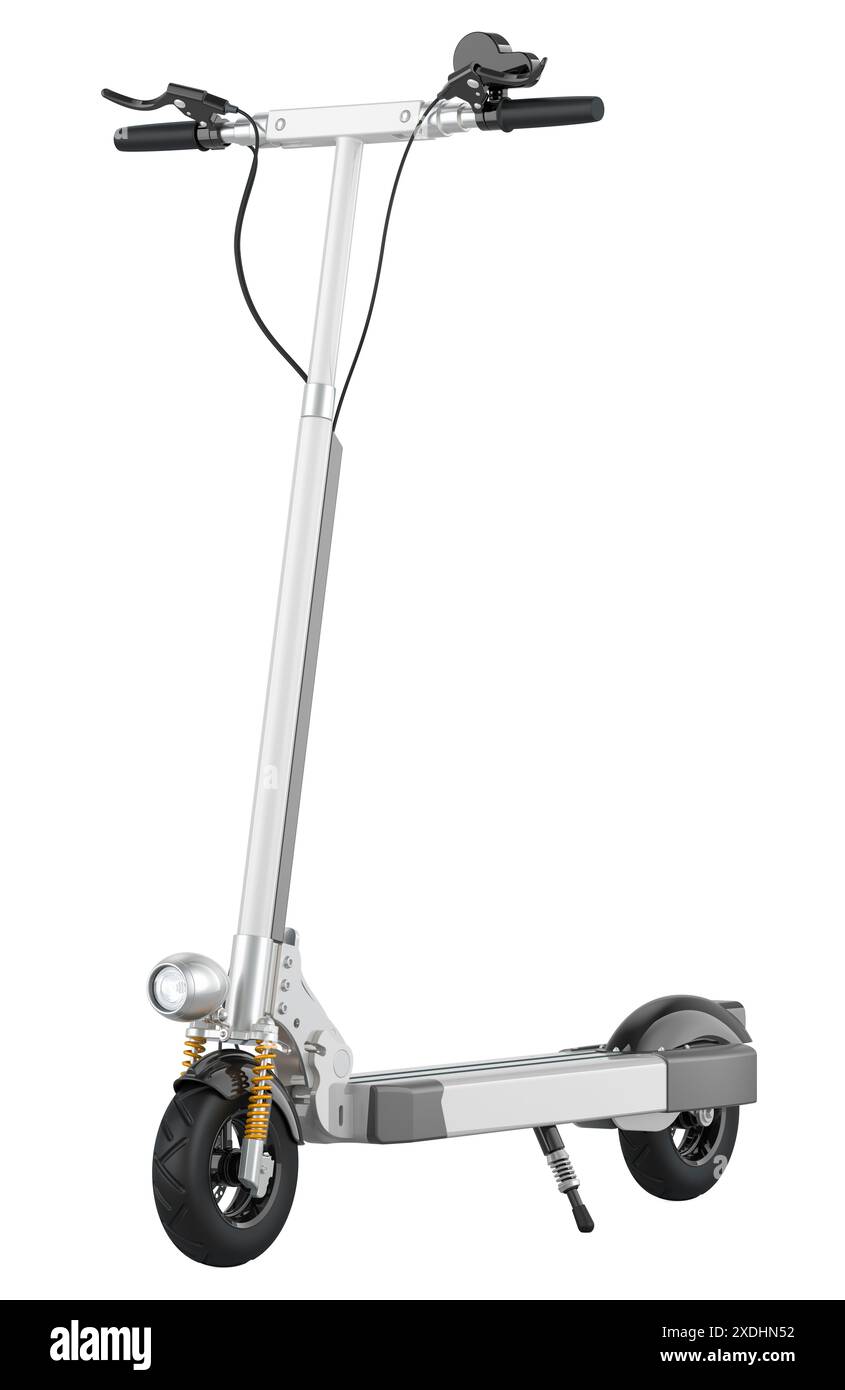 Electric Rechargeable Scooter, white color. 3D rendering isolated on ...