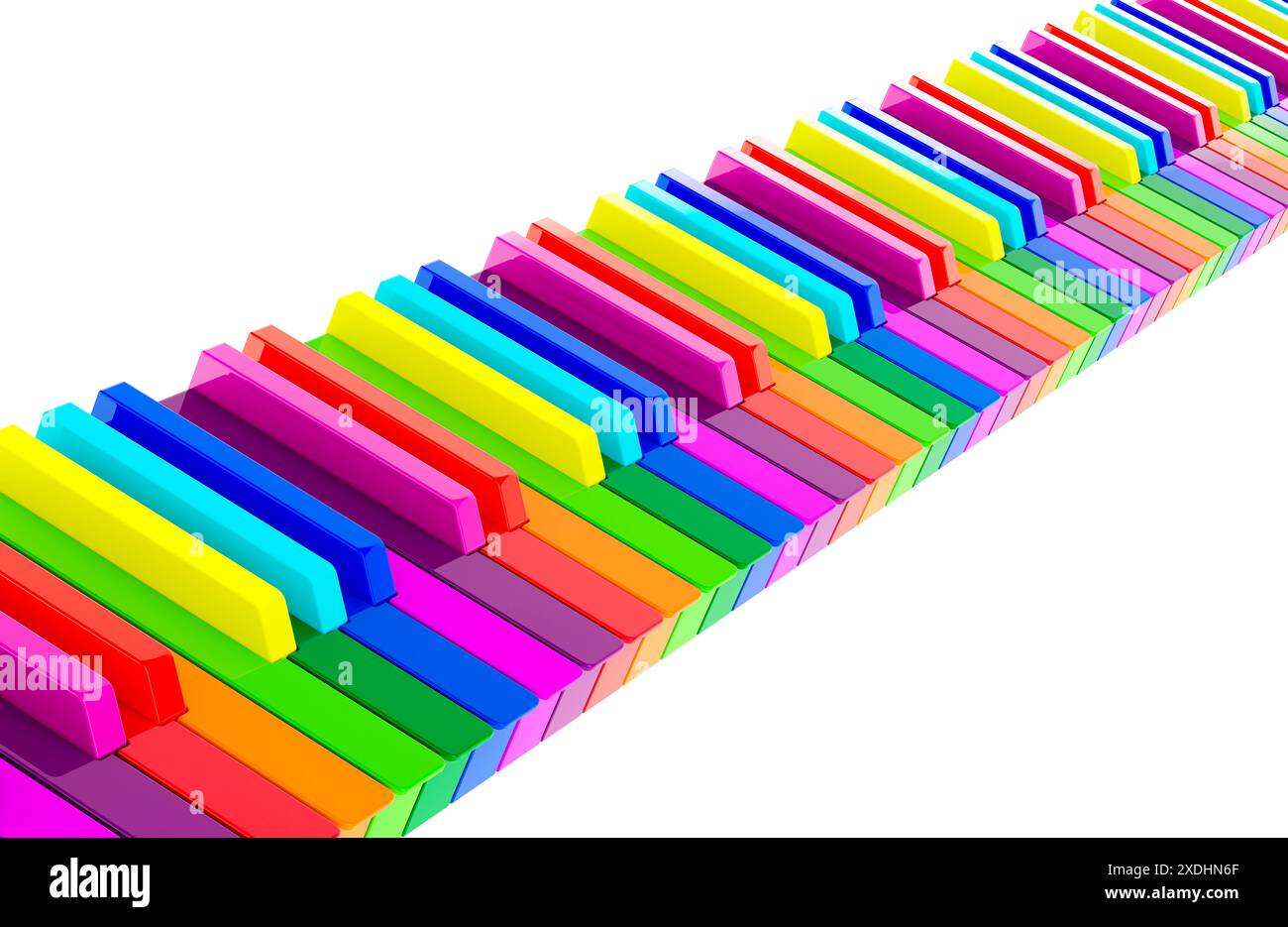 Piano colored keyboard, 3D rendering isolated on white background Stock ...