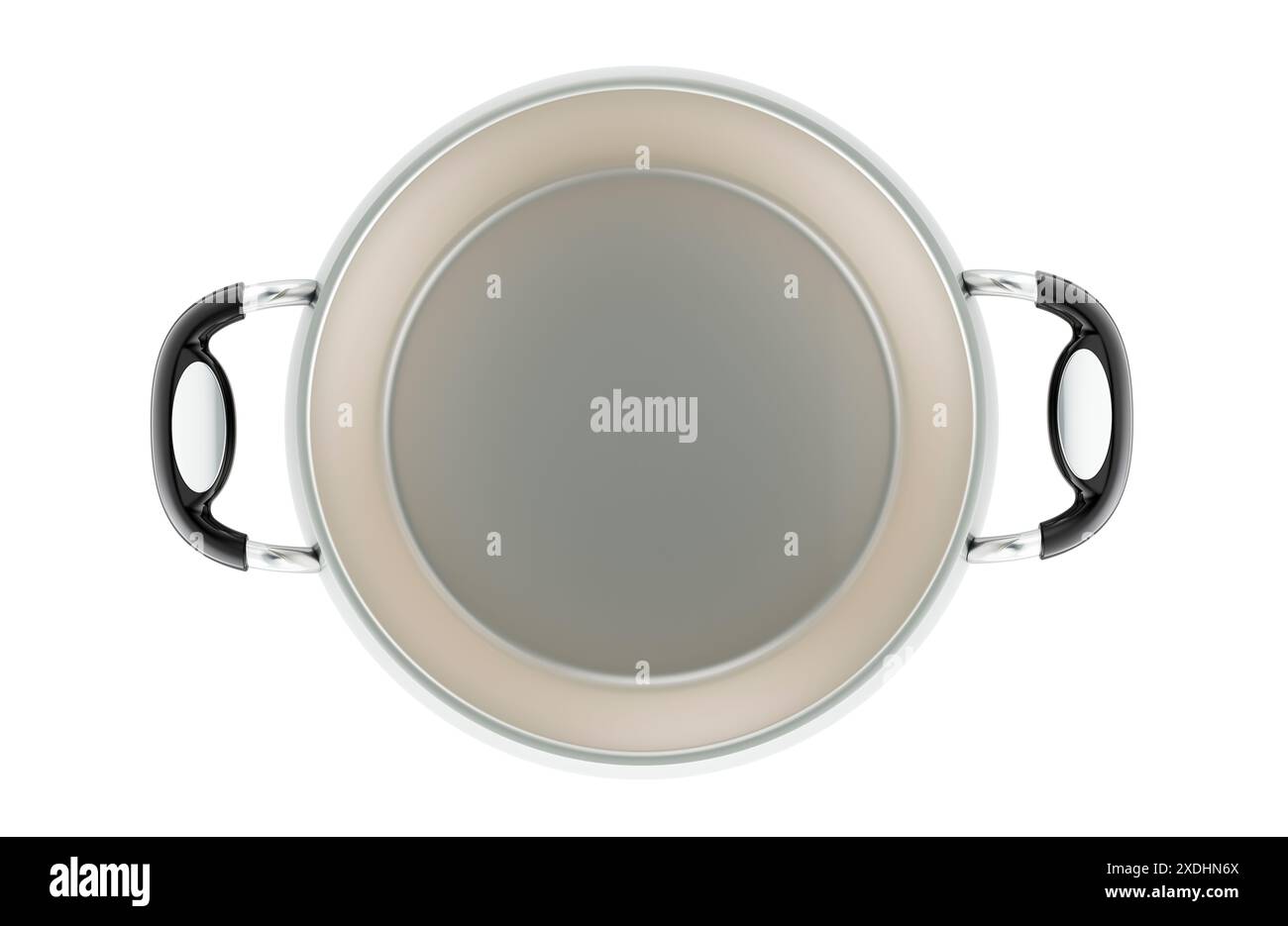 Empty steel stock pot, top view. 3D rendering isolated on white ...