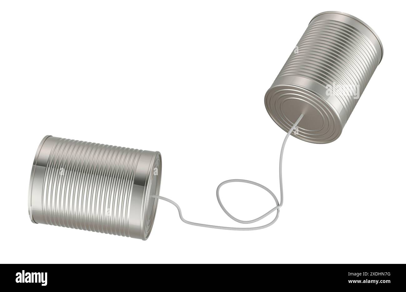 Tin can telephone. Tin Can Phone Kit. 3D rendering isolated on white ...