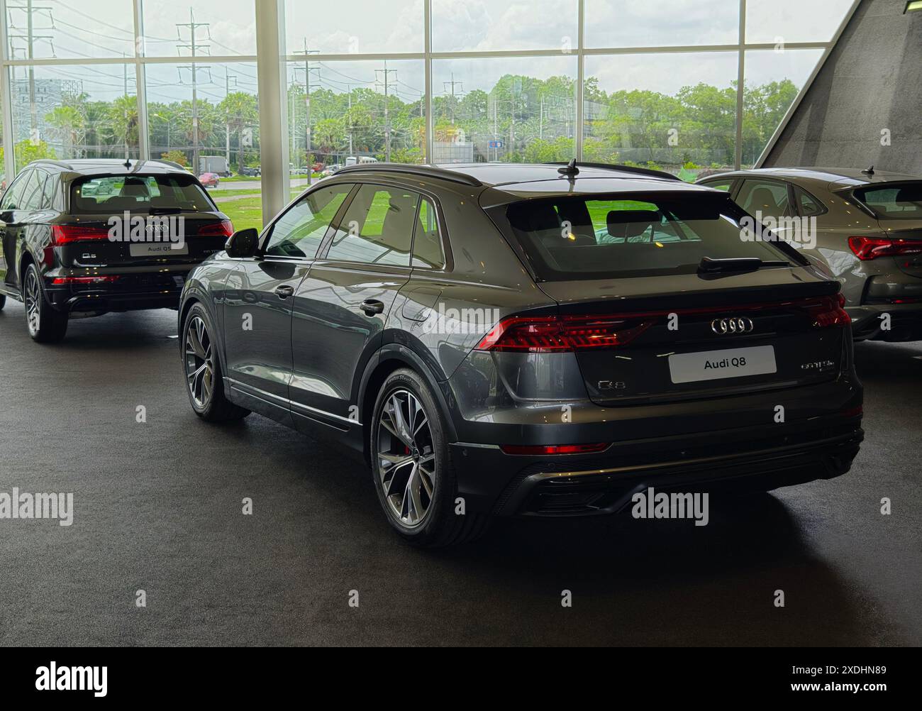 PHUKET, THAILAND- June 01, 2024: Modern cars inside an Audi showroom at ...