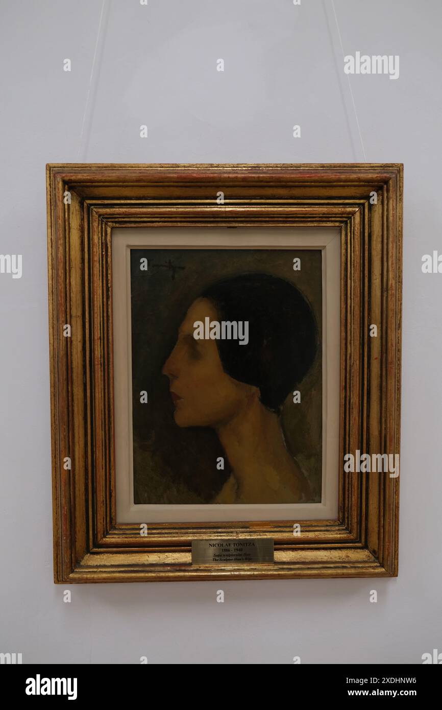 Interior of "Dinu and Sevasta Vintila" art museum, in Topalu, Constanta ...