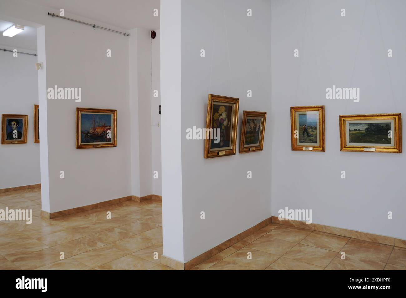 Interior of "Dinu and Sevasta Vintila" art museum, in Topalu, Constanta ...