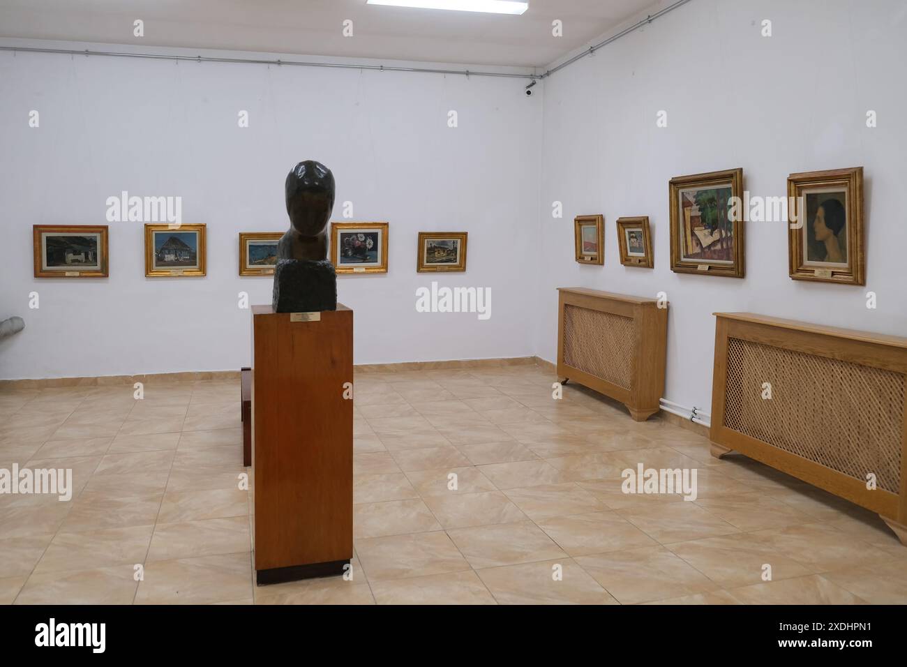 Interior of "Dinu and Sevasta Vintila" art museum, in Topalu, Constanta ...