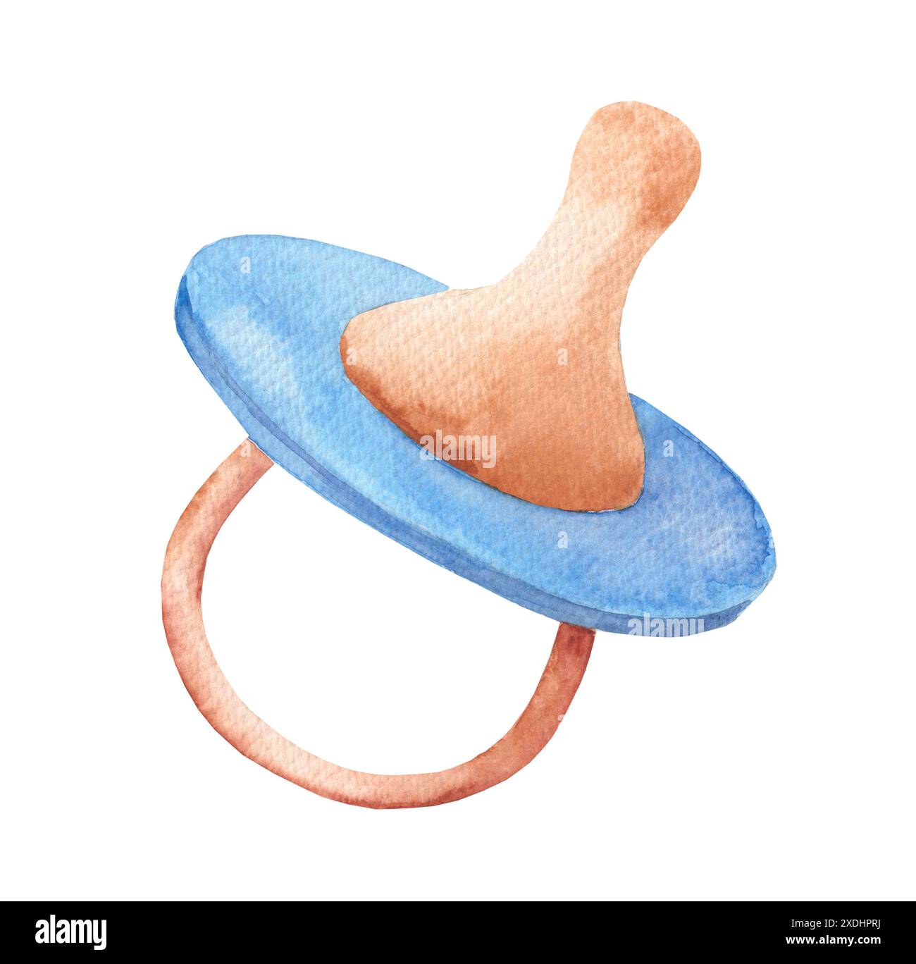 Watercolor blue pacifier for newborn. Children's toys isolated on white ...