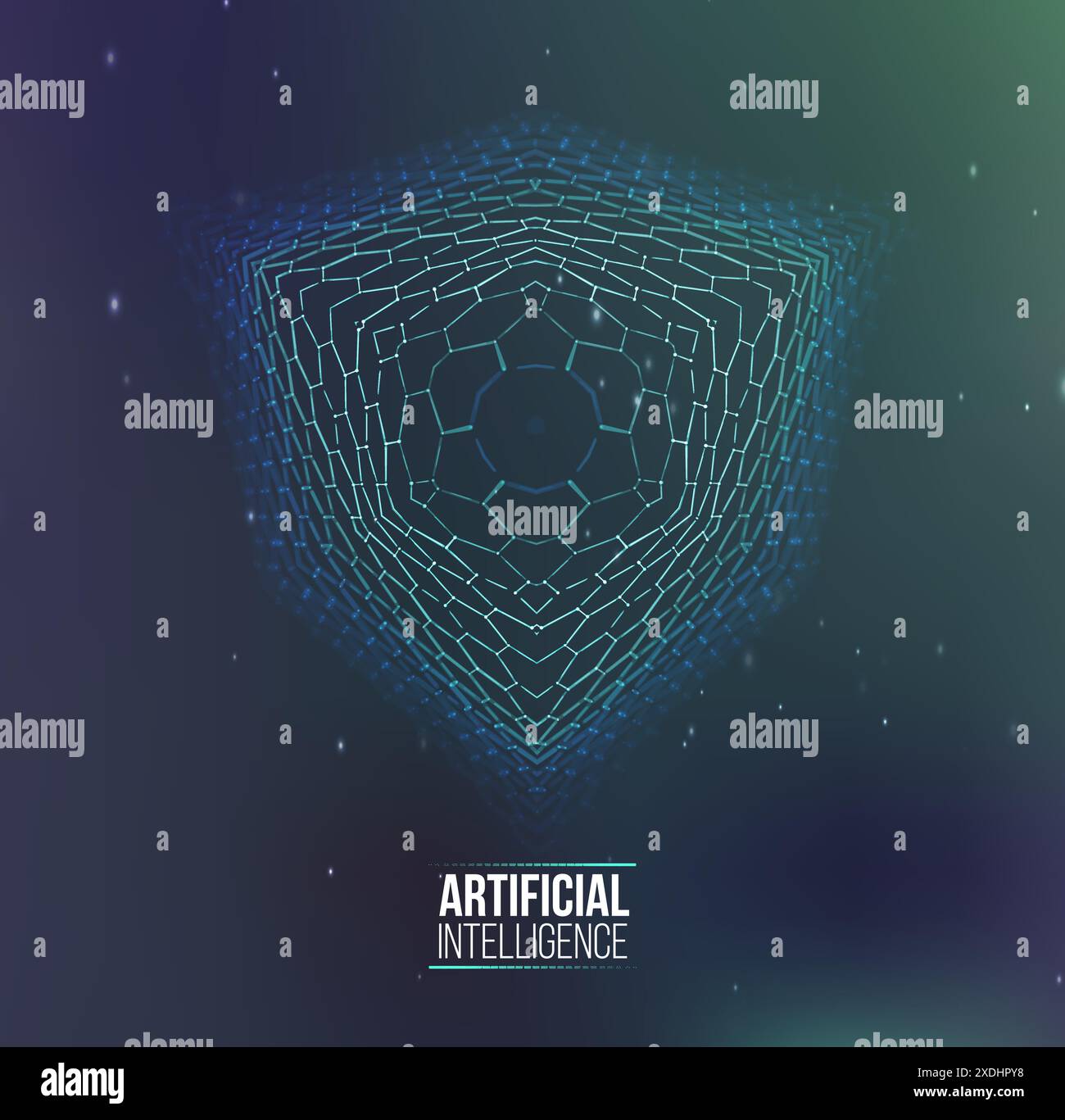 Hexagonal pattern visualization representing an AI network, featuring ...