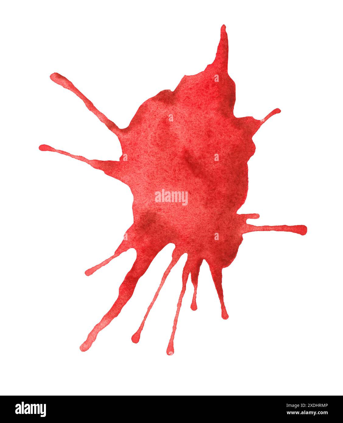 Blood splatter drawn in watercolor and isolated on a white background ...