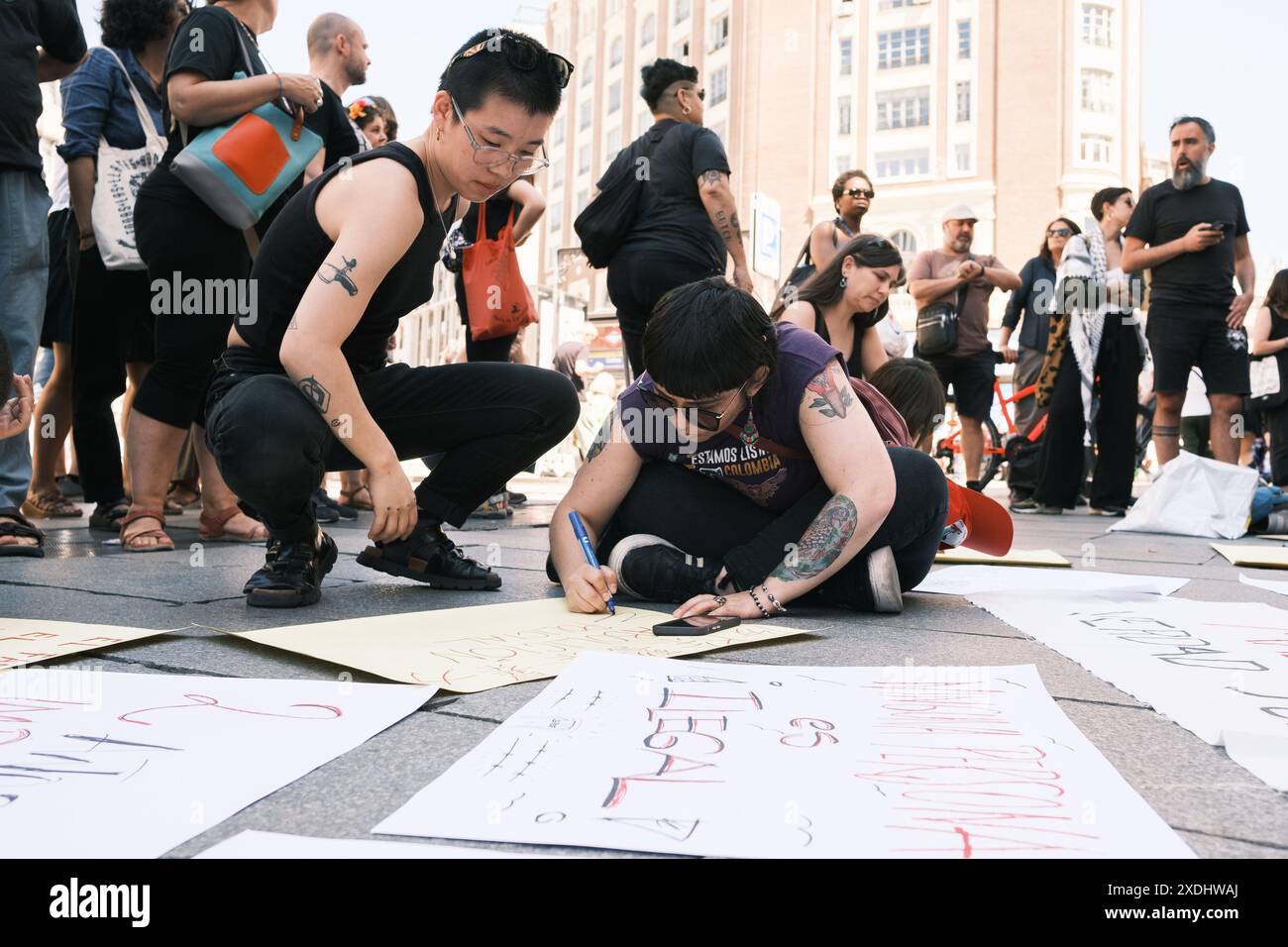 Madrid, Spain. 23rd June, 2024. Demonstration in the Plaza de Callao ...