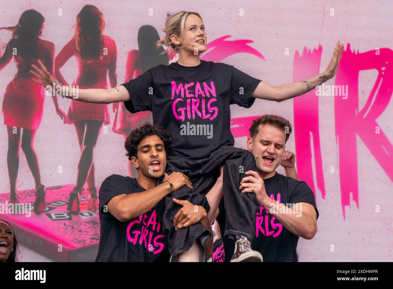 Cast of Mean Girls the Musical perform on stage at West End Live.Cast ...